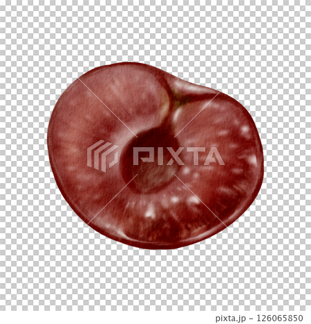 Fresh cherry cross-section isolated on white....のイラスト素材 [126065850] - PIXTA