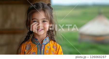 a young girl wearing a vibrant deel,...のイラスト素材 [126068287] - PIXTA