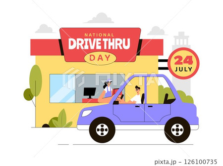 National Drive Thru Day Vector Illustration...のイラスト素材 [126100735] - PIXTA