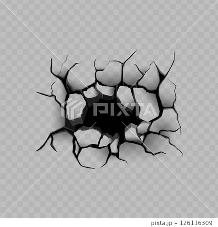 Deep crack with debris and hole in the center...のイラスト素材 [126116309] - PIXTA