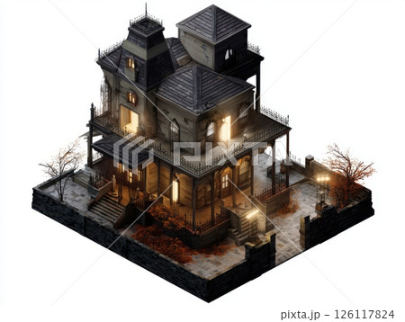 Haunted house for halloween isolated on white...のイラスト素材 [126117824] - PIXTA