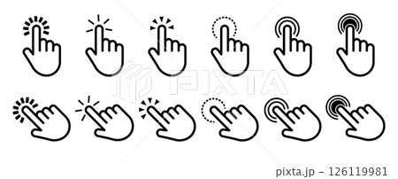Cursor and Pointer Icon Set with Clickable Hand...のイラスト素材 [126119981 ...