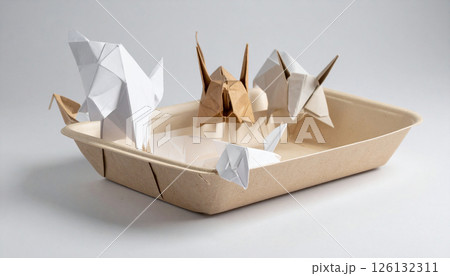 origami paper package on white backgroundのイラスト素材 [126132311] - PIXTA