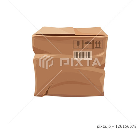Deformed broken damaged crumpled cardboard box...のイラスト素材 [126156678 ...