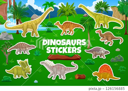 Cartoon prehistoric dinosaur animals characters...のイラスト素材 [126156885 ...