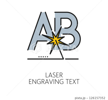 Laser cutting line icon of laser engraving text...のイラスト素材 [126157352 ...