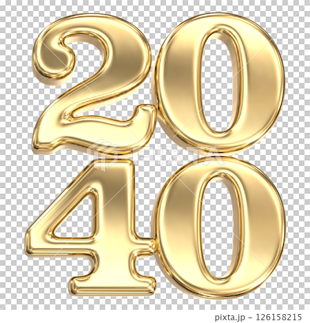 happy new year number 2040 gold 3d renderのイラスト素材 [126158215] - PIXTA
