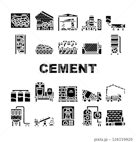 cement production clinker icons set vectorのイラスト素材 [126159920] - PIXTA