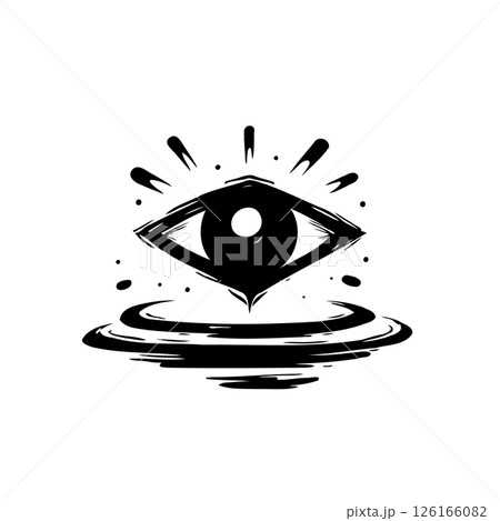 Monochrome stylized eye symbol with radiating...のイラスト素材 [126166082] - PIXTA
