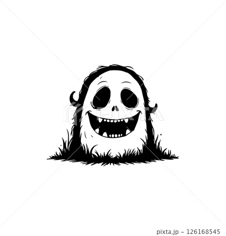 Monochromatic whimsical monster illustration...のイラスト素材 [126168545] - PIXTA