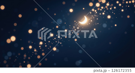 Moonlit Night A dark blue background with gold...のイラスト素材 [126172355 ...