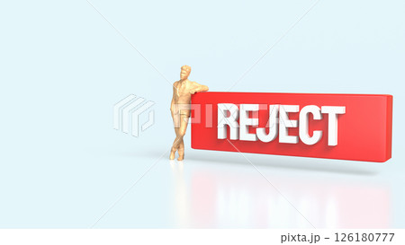 The Red Reject on white background 3d Rendering.のイラスト素材 [126180777] - PIXTA