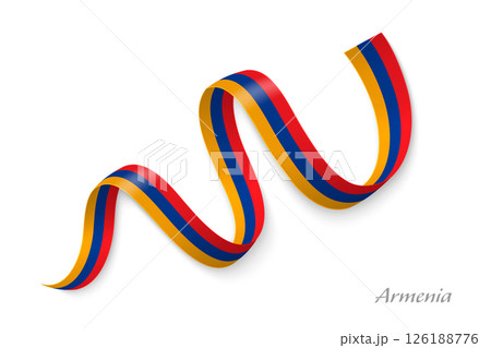 Armenia flag ribbon waving national colorsのイラスト素材 [126188776] - PIXTA