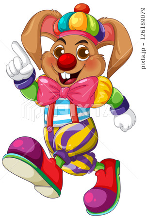 Colorful Cartoon Clown Rabbit Illustrationのイラスト素材 [126189079] - PIXTA