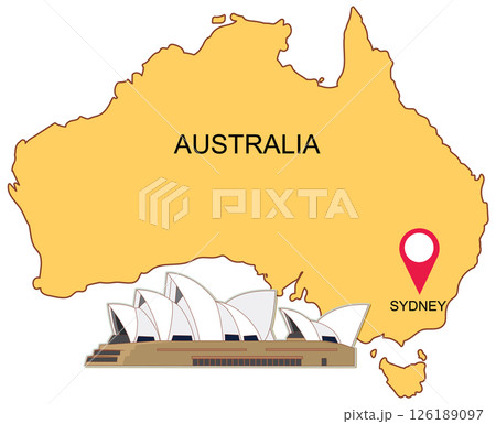 Australia Map with Sydney Opera House Illustrationのイラスト素材 [126189097 ...