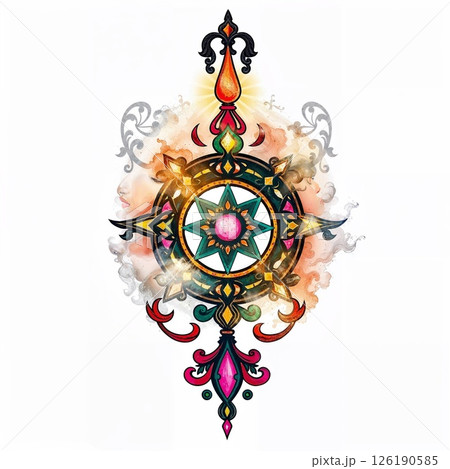 An Exquisite and Colorful Compass Design...のイラスト素材 [126190585] - PIXTA
