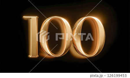 Elegant 3D golden number 100 shine against a...のイラスト素材 [126199453] - PIXTA