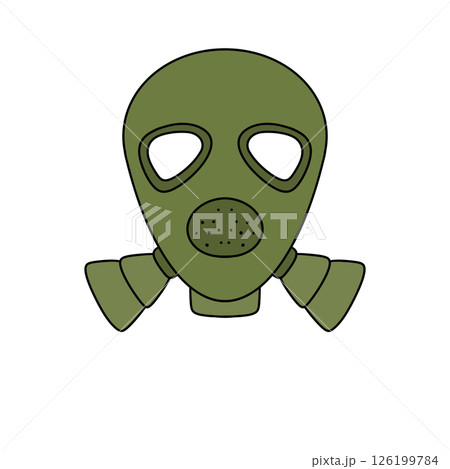 A cartoon mask with a green gas mask on itのイラスト素材 [126199784] - PIXTA