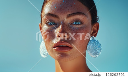 Kazakh model showcases glossy skin and elegant...のイラスト素材 [126202791 ...
