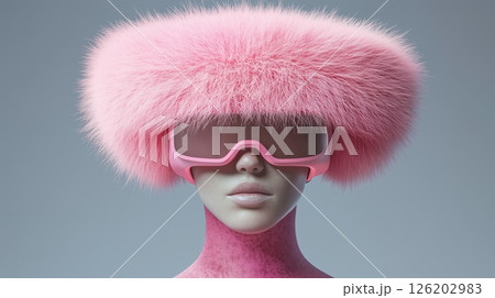 Fuzzy pink female cyberpunk visor displayed...のイラスト素材 [126202983] - PIXTA