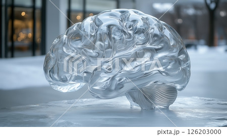 Detailed representation of a frozen brain on a...のイラスト素材 [126203000 ...