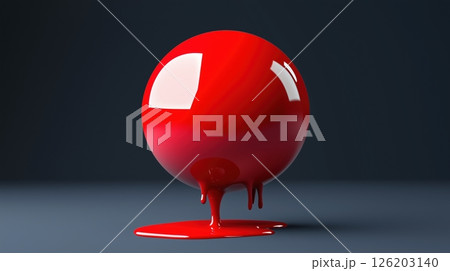 Floating light blue 3D sphere features melting...のイラスト素材 [126203140 ...