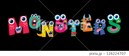 Colorful Monster-Themed Alphabet Vector...のイラスト素材 [126224707] - PIXTA