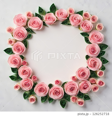 A stunning arrangement of pink roses creates a...のイラスト素材 [126252718 ...
