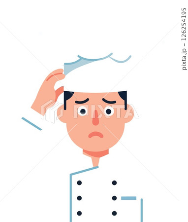 Worried male chef scratching head in white...のイラスト素材 [126254195] - PIXTA