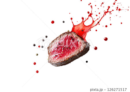 Dramatic Bleeding Meat Heart Splash on White...のイラスト素材 [126271517] - PIXTA