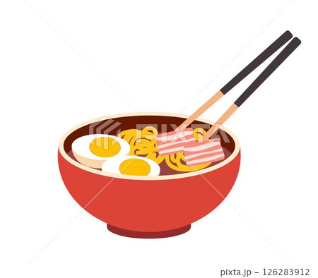Spicy korean kimchi ramen (Sundubu Ramyun,...のイラスト素材 [126283912] - PIXTA