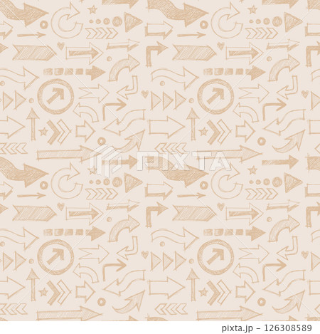 Seamless pattern with beige doodle sketch...のイラスト素材 [126308589] - PIXTA
