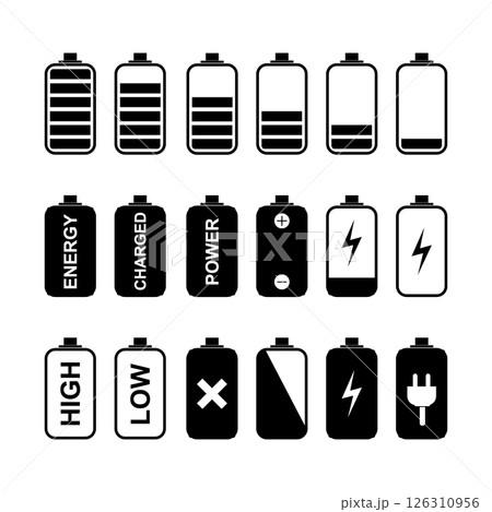 Battery Icons Images Graphics for UI Designのイラスト素材 [126310956] - PIXTA