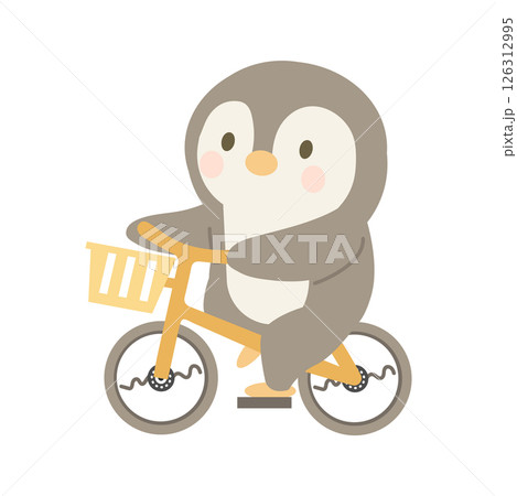 Cartoon Penguin Riding a Bicycle Illustrationのイラスト素材 [126312995] - PIXTA