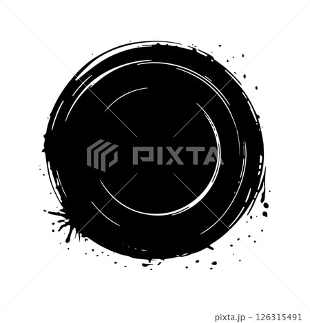 Solid Ink Circle. Bold black circular ink shape...のイラスト素材 [126315491 ...