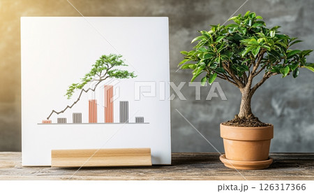 Growth Representation with Tree and Bar Graph...のイラスト素材 [126317366] - PIXTA