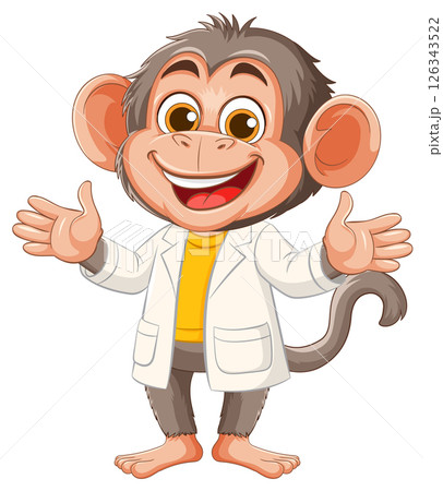 Cheerful Cartoon Monkey in Scientist Attireのイラスト素材 [126343522] - PIXTA