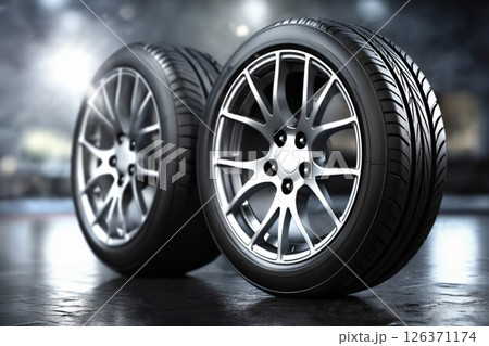 new alloy car wheels on abstract background...のイラスト素材 [126371174] - PIXTA