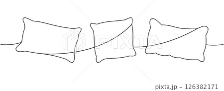 Comfortable pillows set one line continuous...のイラスト素材 [126382171] - PIXTA