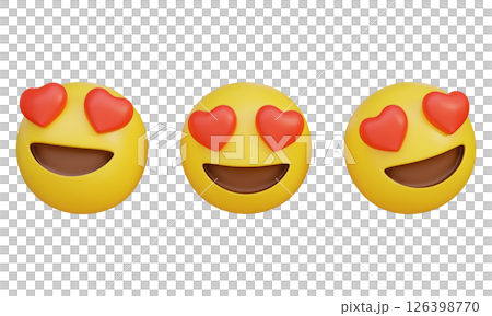 fall in love heart eyes face emoji emoticon 3D...のイラスト素材 [126398770 ...