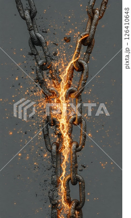 Chain Breaks Dramatically With Sparks Flying in...のイラスト素材 [126410648 ...
