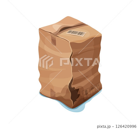 Damaged and crumpled cargo cardboard box....のイラスト素材 [126420996] - PIXTA