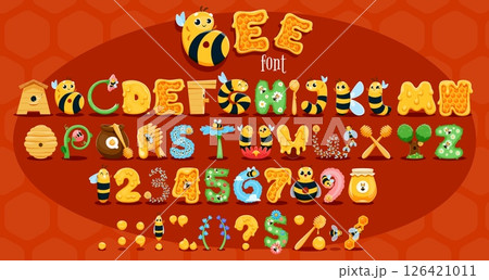 Honey bee font, beekeeping typeface, apiary...のイラスト素材 [126421011] - PIXTA