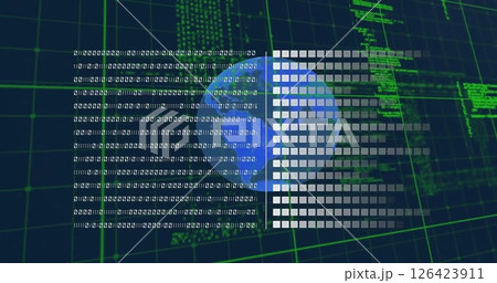Image of binary coding and data processing over...のイラスト素材 [126423911] - PIXTA