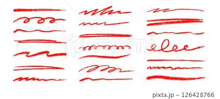 Red line underline crayon pencil brush stroke...のイラスト素材 [126428766] - PIXTA