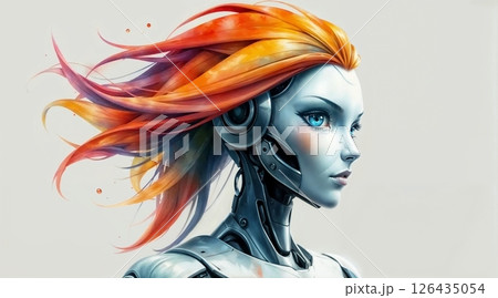 digital illustration of humanoid robot with...のイラスト素材 [126435054] - PIXTA
