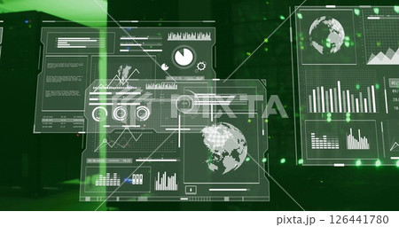 Image of digital data processing over computer...のイラスト素材 [126441780 ...