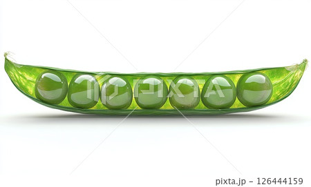 Fresh garden peas inside open green pod.のイラスト素材 [126444159] - PIXTA