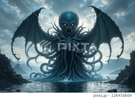 Colossal Winged Sea Monster Emerges From the...のイラスト素材 [126458609] - PIXTA