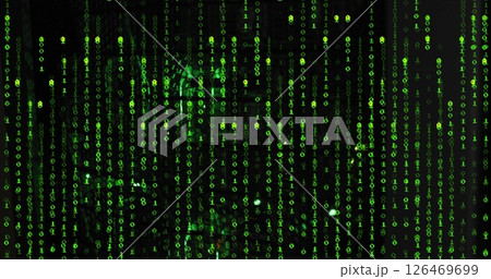 Image of binary coding and data processing over...のイラスト素材 [126469699] - PIXTA